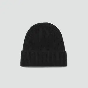 Theory Cashmere Ribbed Beanie - Black