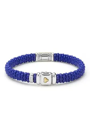 Lagos Two-tone Diamond Bracelet - Blue Ceramic