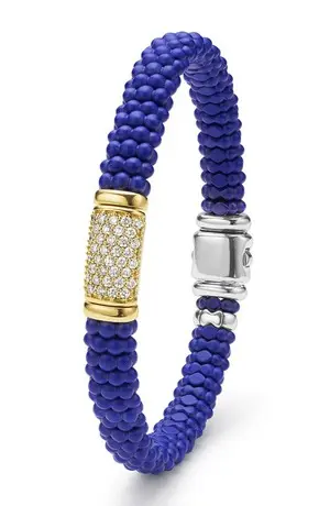 Lagos Two-tone Diamond Bracelet - Blue Ceramic
