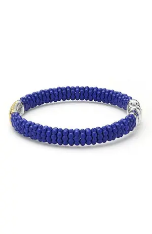 Lagos Two-tone Diamond Bracelet - Blue Ceramic