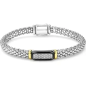Lagos Two-tone Diamond Caviar Bracelet - Two Tone