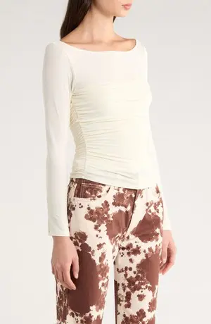 REFORMATION Julian Ruched Knit Top - Ivory