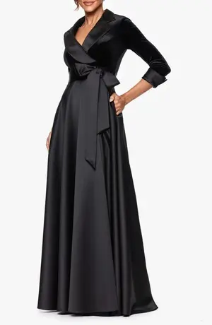 XSCAPE EVENINGS Velvet & Satin Ballgown