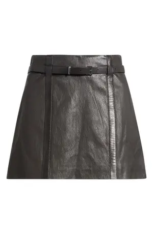 FRAME The Belted Leather Miniskirt