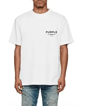 PURPLE BRAND Jersey Graphic Logo Tee - White