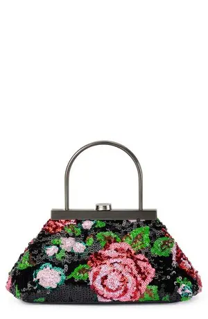 OLGA BERG Audrey Sequin Top Handle Bag - Black