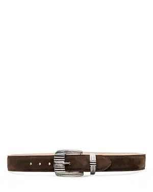 L'Agence Aya Engraved Buckle Western Belt Chocolate