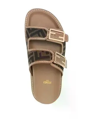 Fendi Logo-print Leather Sandals