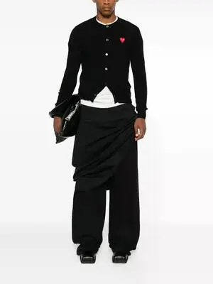 Play Comme Des Garcon Heart Logo Cardigan - Black
