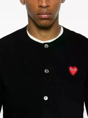 Play Comme Des Garcon Heart Logo Cardigan - Black