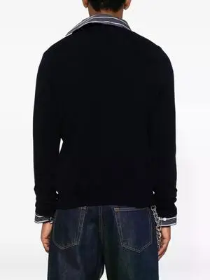 Play Comme Des Garcon Heart-emblem Cardigan With Rhinestone Embellishments - Blue