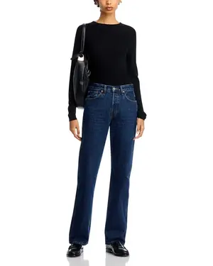 Majestic Filatures Rib Knit Striped Long Sleeve Sweater - Noir