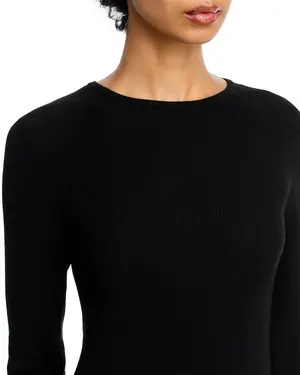 Majestic Filatures Rib Knit Striped Long Sleeve Sweater - Noir