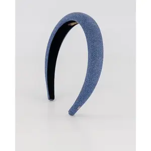Alexandre De Paris Alexandre De Paris Aurore Boreales Washed Denim Leather Headband Denim Blue