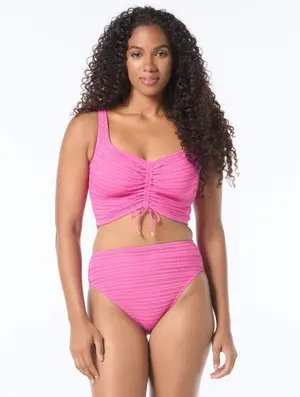COCO REEF Bra Sized Shirred Underwire Bikini Top - Pink Sorbet