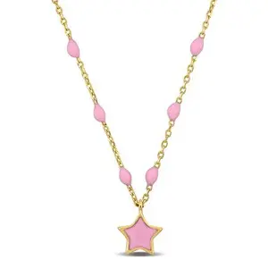JULIANNA B. Enamel Star Station Necklace - Pink
