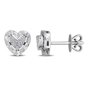 JULIANNA B. 1/10 Ct. T.w. Diamond Heart Stud Earrings - 14k White Gold