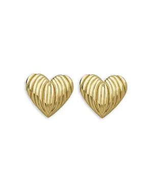 Jennifer Zeuner Jewelry Luba Textured Heart Stud Earrings - Gold