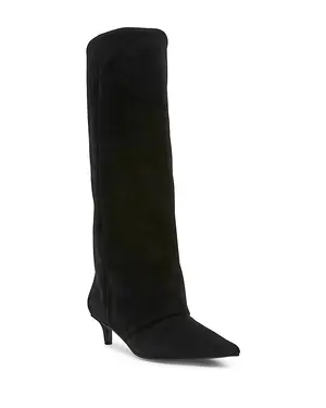 Steve Madden Luca Suede Tall Boots - Black Suede