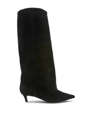 Steve Madden Luca Suede Tall Boots - Black Suede
