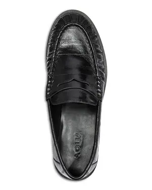 Aqua Hanah Loafer Flats - Black