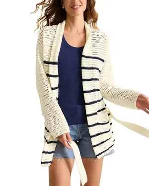 Tommy Bahama Stripe Crochet Stitch Cardigan - Vanilla Ice