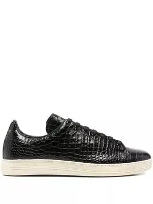 TOM FORD Crocodile-embossed Leather Sneakers - Black