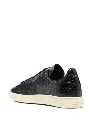 TOM FORD Crocodile-embossed Leather Sneakers - Black