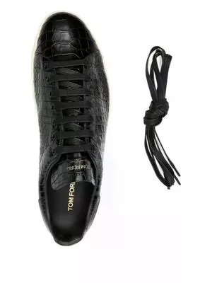 TOM FORD Crocodile-embossed Leather Sneakers - Black