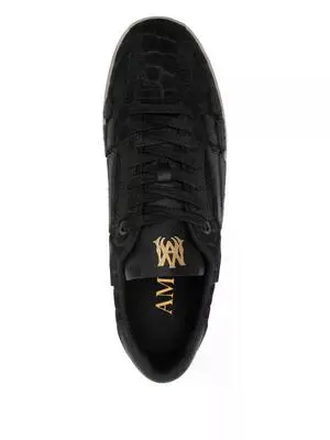 Amiri Pacific Bones Crocodile-embossed Leather Sneakers - Black