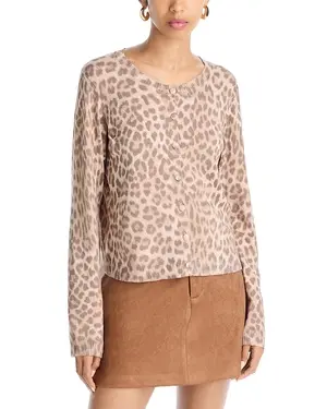 Aqua Leopard Print Button-down Cardigan - Brown Multi