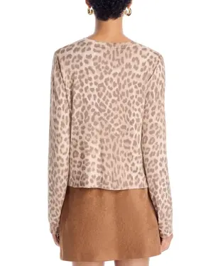 Aqua Leopard Print Button-down Cardigan - Brown Multi