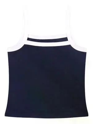 SPORTY & RICH Contrast-binding Ribbed Tank Top - Blue