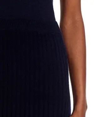 Bloomingdale'S 100% Cashmere Ribbed Midi Skirt - Navy
