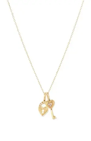 Adina Reyter Diamond Heart & Key Pendant Necklace - Mixed