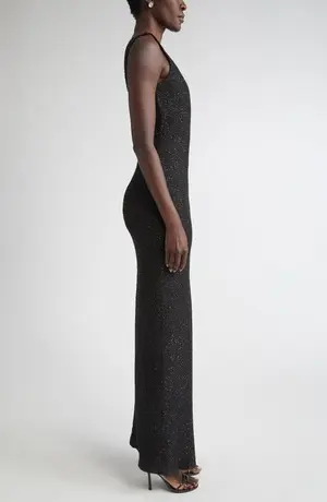 St. John Aura Sleeveless Sequin Knit Gown