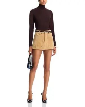 Aqua Turtleneck Jersey Top - Brown
