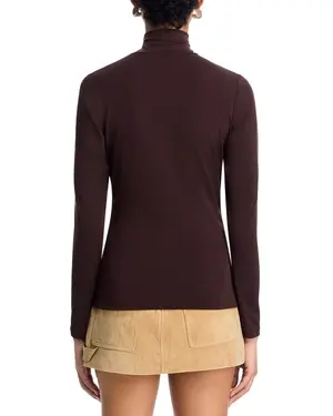 Aqua Turtleneck Jersey Top - Brown