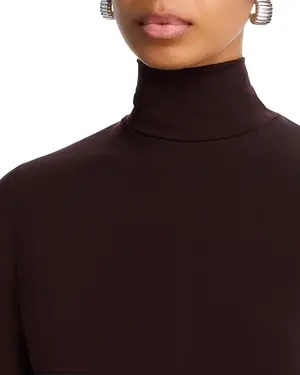 Aqua Turtleneck Jersey Top - Brown