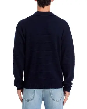 FRAME Textured Polo Sweater - Dark Navy