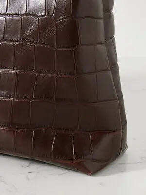 NILI LOTAN Jerry Croc-effect Leather Clutch - Brown
