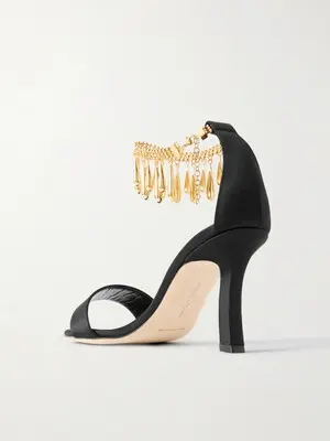 Manolo Blahnik Nicusan 90 Embellished Satin Sandals