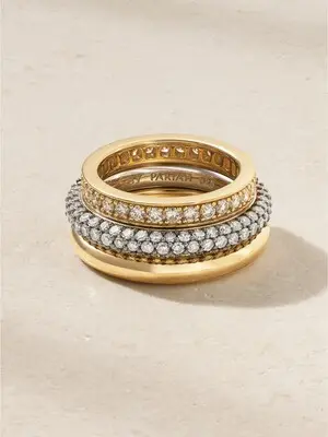 BY PARIAH Set Of Three Diamond Rings - Gold