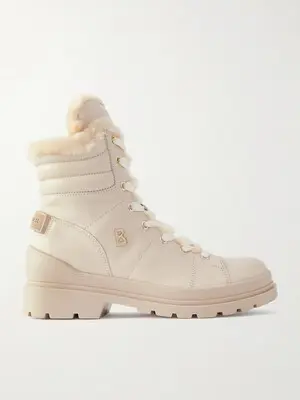 Bogner St. Moritz Embellished Shearling-lined Leather Ankle Boots - Neutrals
