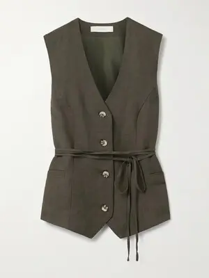 Faithfull The Brand Eva Belted Woven Vest - Green