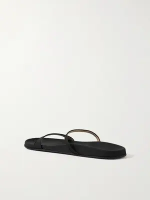 THE ROW Hugh Leather Slides - Black