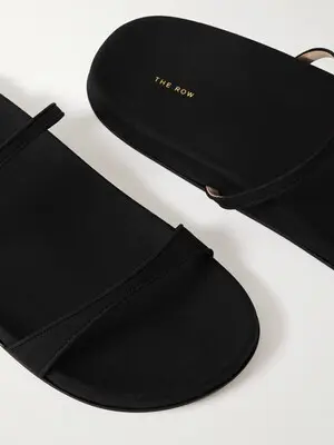 THE ROW Hugh Leather Slides - Black