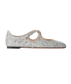 Bally Beliska Glittered Metallic Leather Ballet Flats