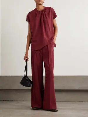 JOSEPH Forest Pleated Wide-leg Pants - Red