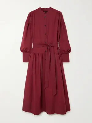 JOSEPH Emma Belted Wool-blend Crepe Midi Dress